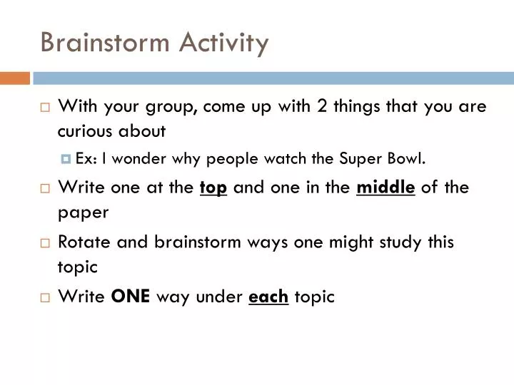 PPT - Brainstorm Activity PowerPoint Presentation, free download - ID ...