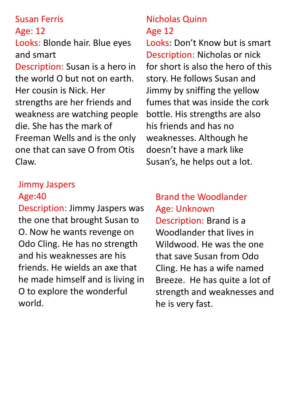 PPT - Susan Ferris Age: 12 Looks: Blonde hair. Blue eyes and smart ...