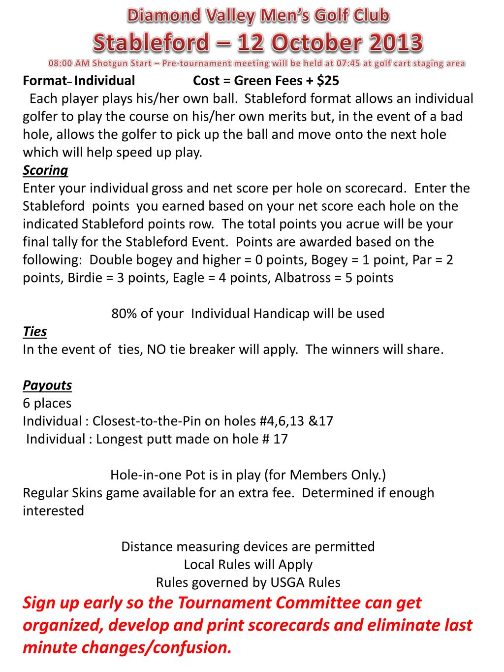 PPT - Diamond Valley Men’s Golf Club Stableford – 12 October 2013 ...