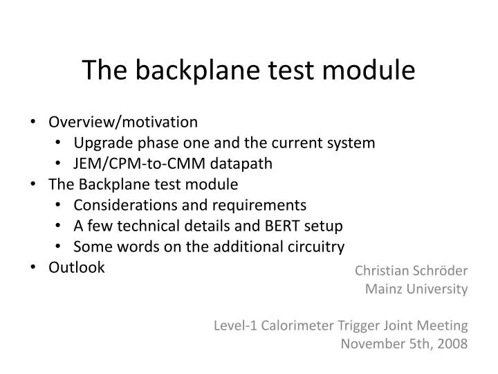 PPT - The backplane test module PowerPoint Presentation, free download ...