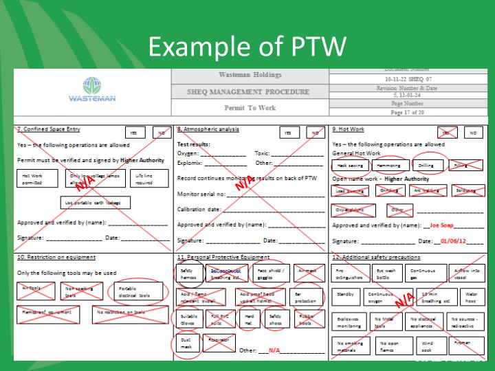 PPT - Permit T o W ork (PTW) PowerPoint Presentation - ID:2324840