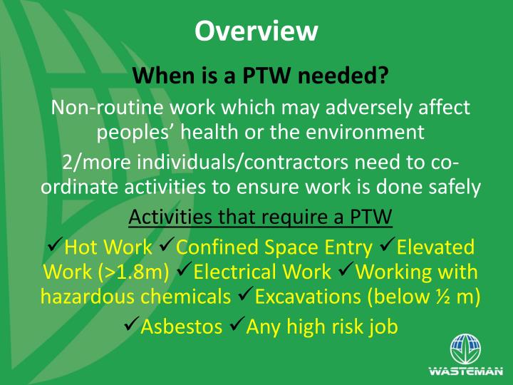 PPT - Permit T o W ork (PTW) PowerPoint Presentation - ID:2324840