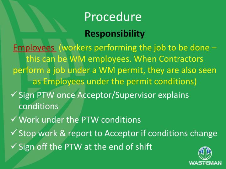PPT - Permit T o W ork (PTW) PowerPoint Presentation - ID:2324840