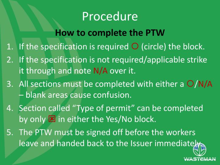 PPT - Permit T o W ork (PTW) PowerPoint Presentation - ID:2324840