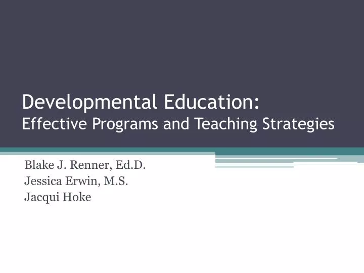 PPT - Developmental Education: Effective Programs and Teaching ...