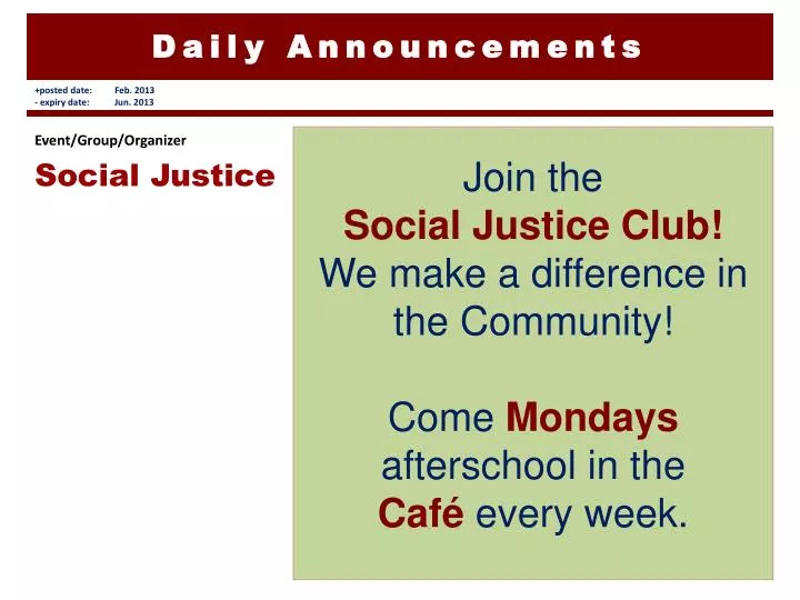 PPT - Daily Announcements PowerPoint Presentation, free download - ID ...