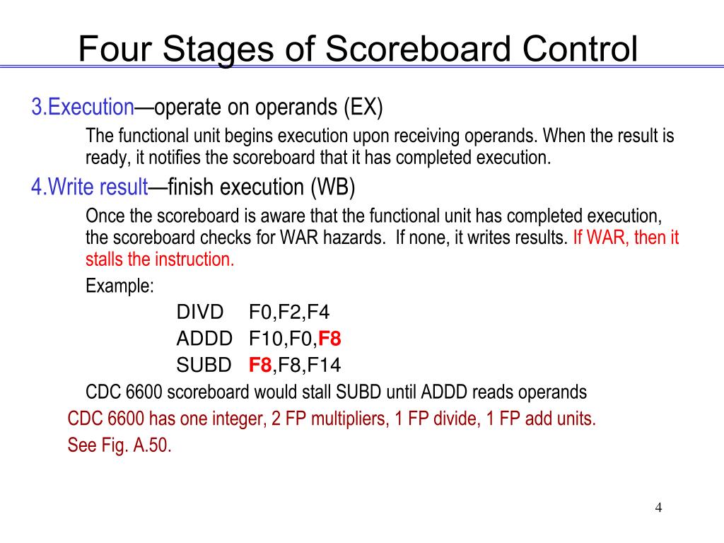 Ppt Lecture 6 Dynamic Scheduling With Scoreboarding And Tomasulo Algorithm Section 24