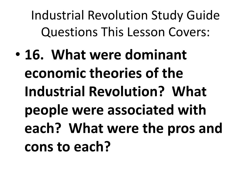 PPT - 2012 Economic Theories of the Industrial Revolution Lesson ...