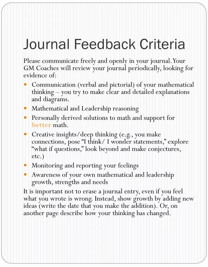PPT - Journal Feedback Criteria PowerPoint Presentation, free download ...