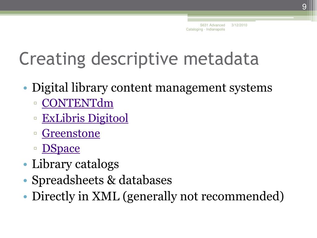 PPT - Introduction to Metadata for Cultural Heritage Organizations ...