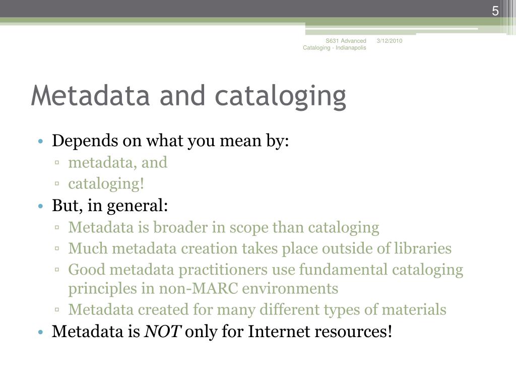 PPT - Introduction to Metadata for Cultural Heritage Organizations ...