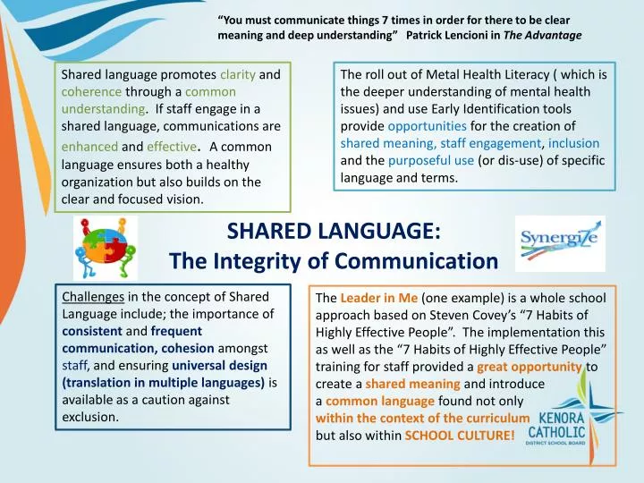 PPT - SHARED LANGUAGE: The Integrity of Communication PowerPoint ...