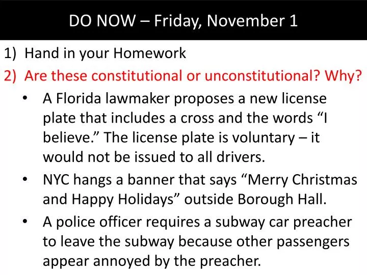 PPT - DO NOW – Friday , November 1 PowerPoint Presentation, free ...