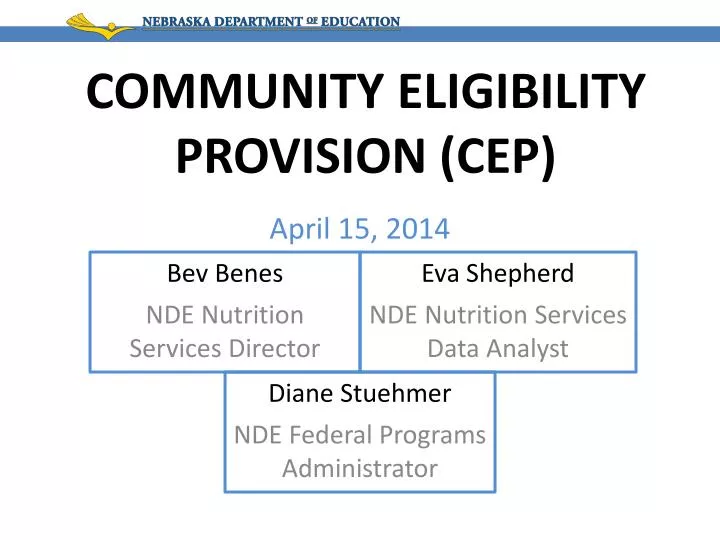 PPT - COMMUNITY ELIGIBILITY PROVISION (CEP) PowerPoint Presentation ...