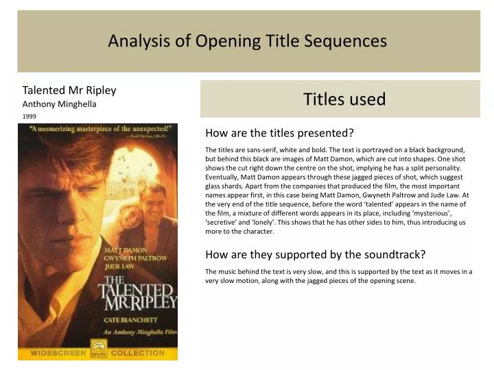 PPT - Analysis of Opening Title Sequences PowerPoint Presentation, free download - ID:2336305