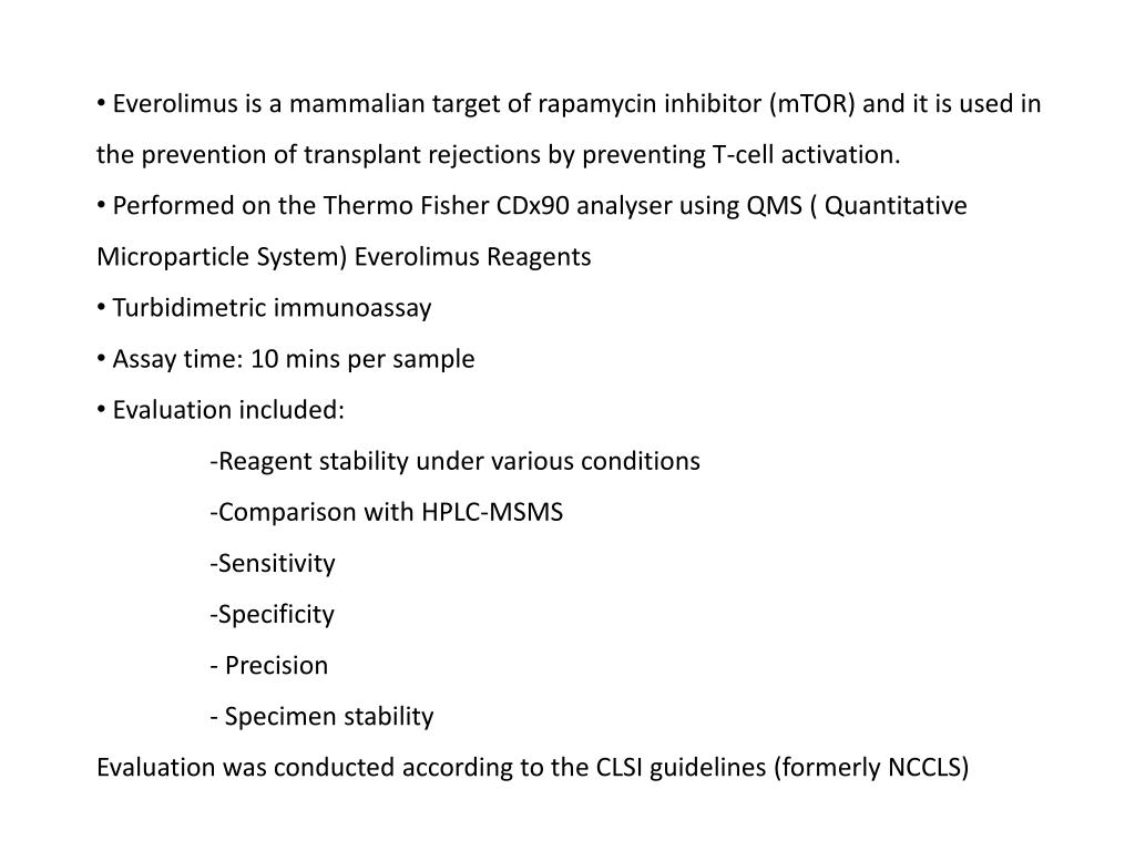PPT - Evaluation of the New Thermo- Fisher QMS Everolimus Assay ...