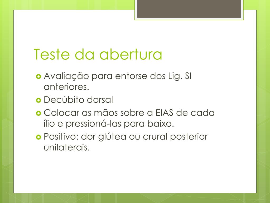 PPT - Exame Físico da articulação S acro-ilíaca PowerPoint Presentation ...