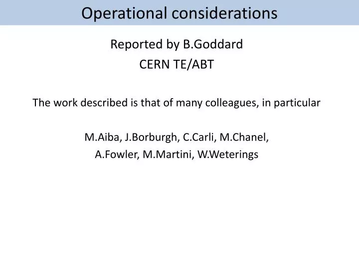 PPT - Operational considerations PowerPoint Presentation, free download ...
