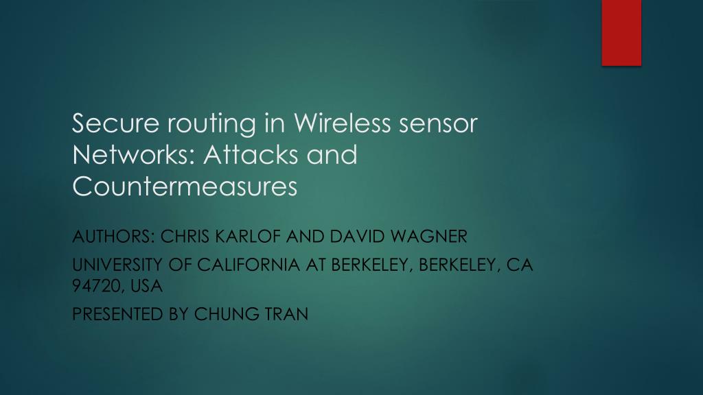 Ppt Secure Routing In Wireless Sensor Networks Attacks And Countermeasures Powerpoint