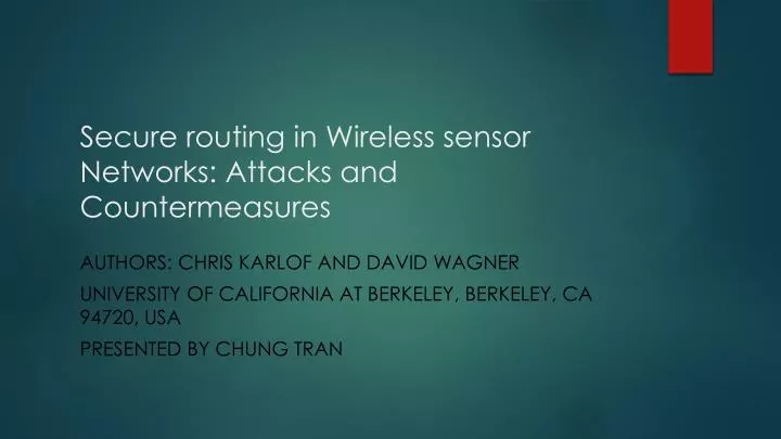 Ppt Secure Routing In Wireless Sensor Networks Attacks And 5225