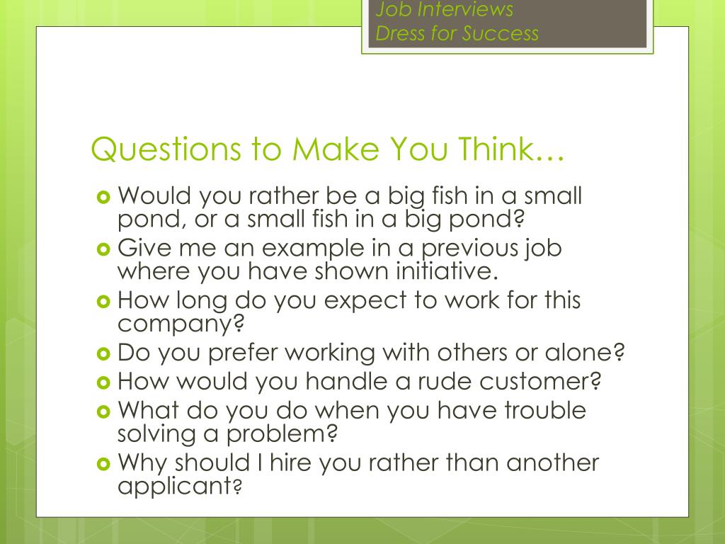 PPT - Job Interview & Dress for Success PowerPoint Presentation - ID ...