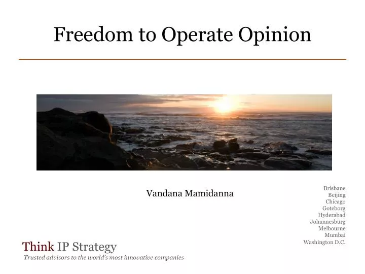 PPT - Freedom to Operate Opinion PowerPoint Presentation, free download ...