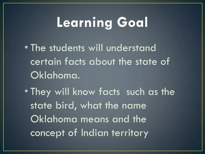 PPT - Learning Goal PowerPoint Presentation, free download - ID:2340142