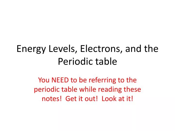 PPT - Energy Levels, Electrons, and the Periodic table PowerPoint ... PPT - Energy Levels, Electrons, and the Periodic table PowerPoint ...