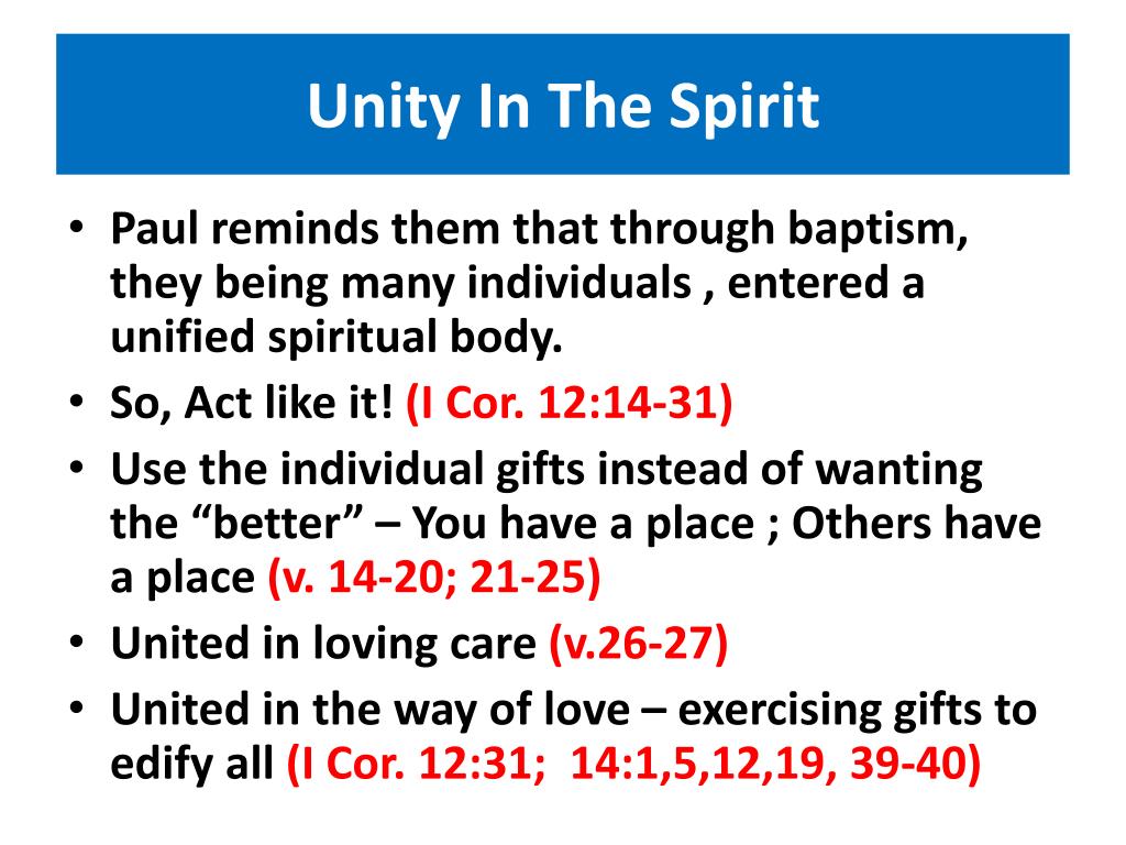 PPT - “For in one Spirit were we all baptized were we all baptized into ...