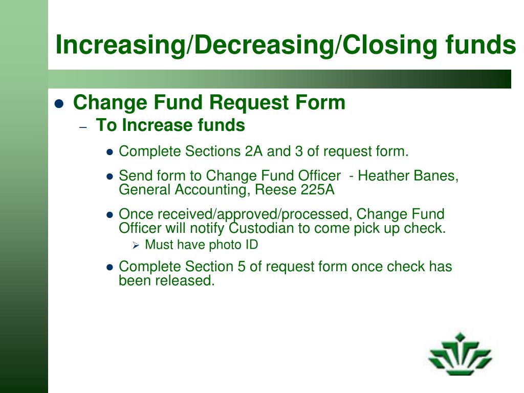 PPT - Petty Cash/Change Fund Policies & Procedures PowerPoint ...