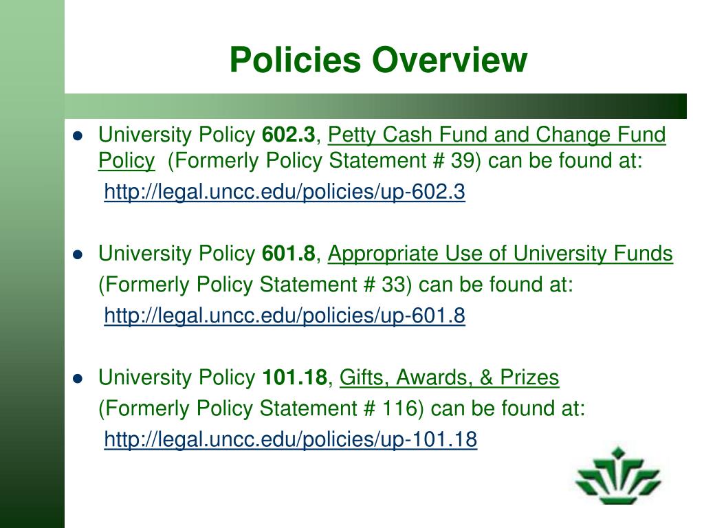 PPT - Petty Cash/Change Fund Policies & Procedures PowerPoint ...