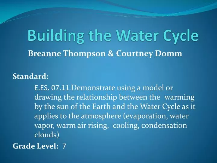 PPT - Building the Water Cycle PowerPoint Presentation, free download ...