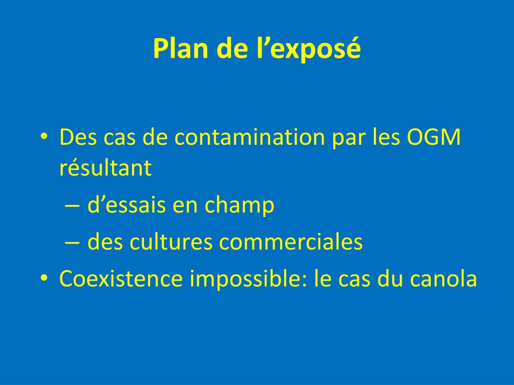 PPT - OGM: l’ inévitable contamination Dr. Janet Cotter U nité ...