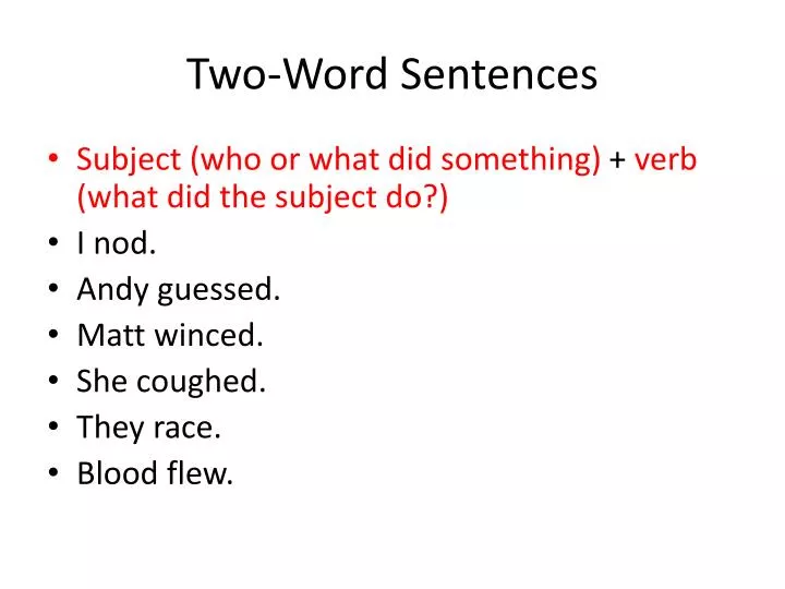 PPT - Two-Word Sentences PowerPoint Presentation, free download - ID ...