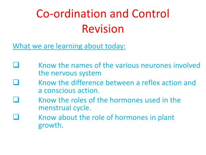 PPT - Co-ordination and Control Revision PowerPoint Presentation, free ...