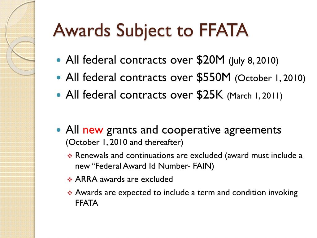 PPT - Subaward Risk Assessments & Federal Funding Accountability and ...