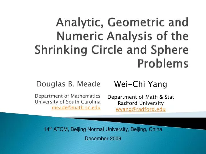 PPT - Analytic, Geometric and Numeric Analysis of the Shrinking Circle ...