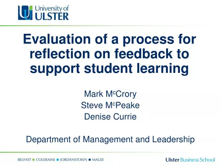 PPT - Evaluation of a process for reflection on feedback to support ...
