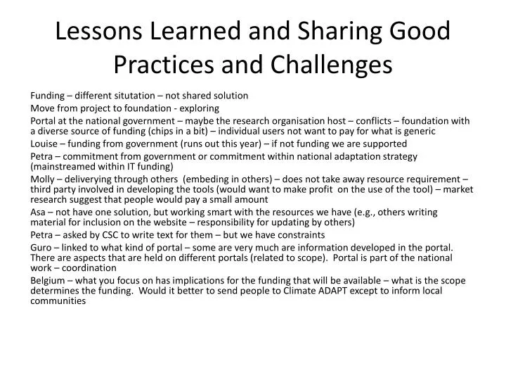 PPT - Lessons Learned and Sharing Good Practices and Challenges ...