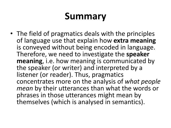 PPT - Definitions of pragmatics PowerPoint Presentation - ID:2352224