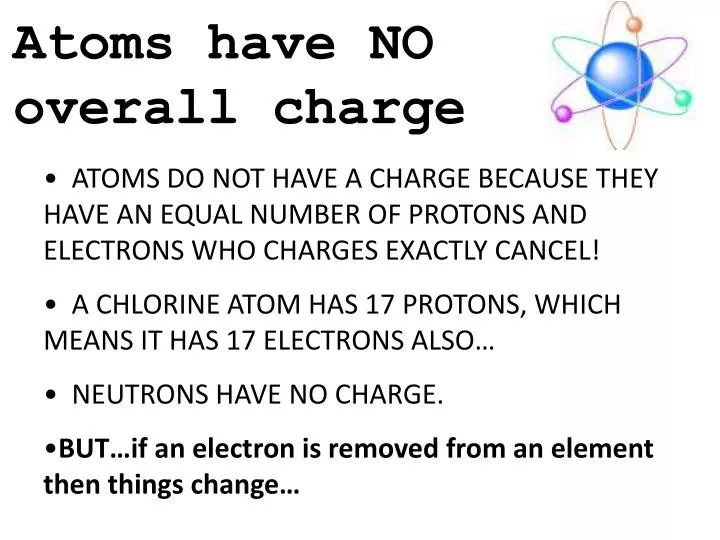 PPT - Atoms have NO overall charge PowerPoint Presentation, free ...