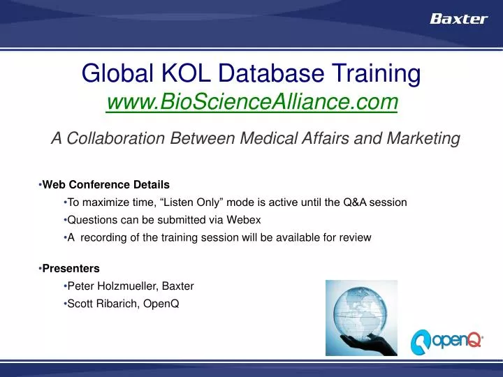 PPT - Global KOL Database Training BioScienceAlliance PowerPoint ...