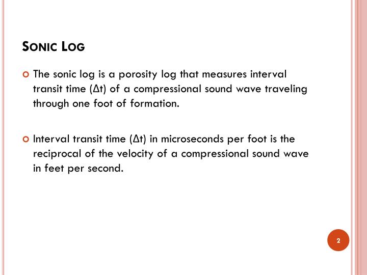 PPT - Basic well Logging Analysis – Sonic Log PowerPoint Presentation ...