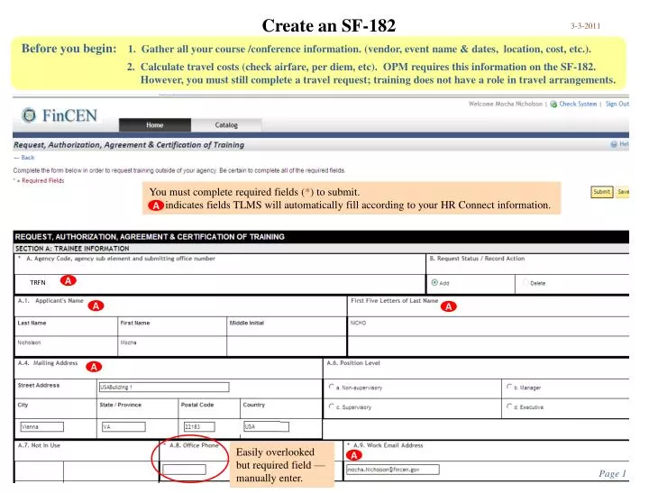 PPT - Create an SF-182 PowerPoint Presentation, free download - ID:2358223