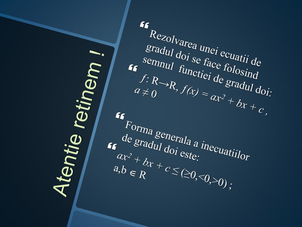 PPT - Care este definitia si proprietatile funcitiei de gradul al ...