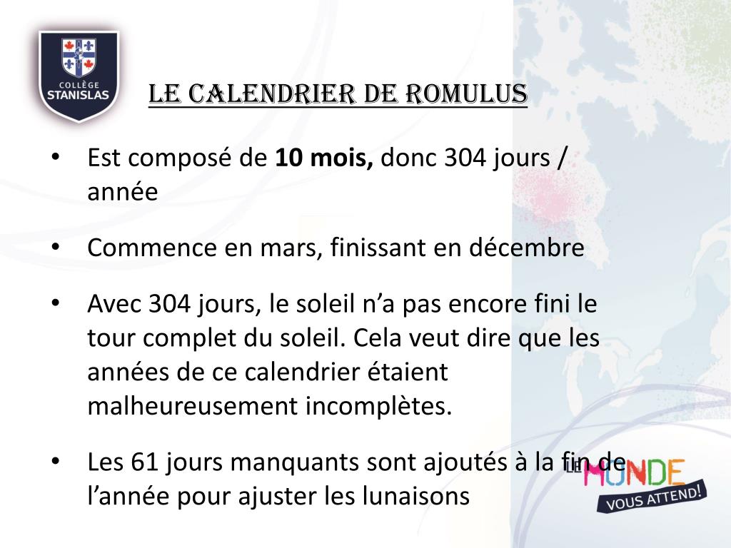 PPT - LES ORIGINES ROMAINES DU CALENDRIER PowerPoint Presentation, free ...
