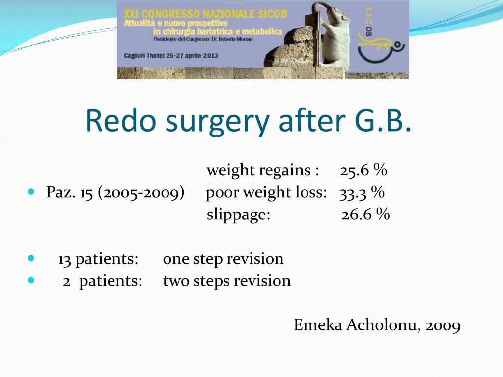 PPT - Redo surgery dopo gastric banding : tempo unico o intervento ...
