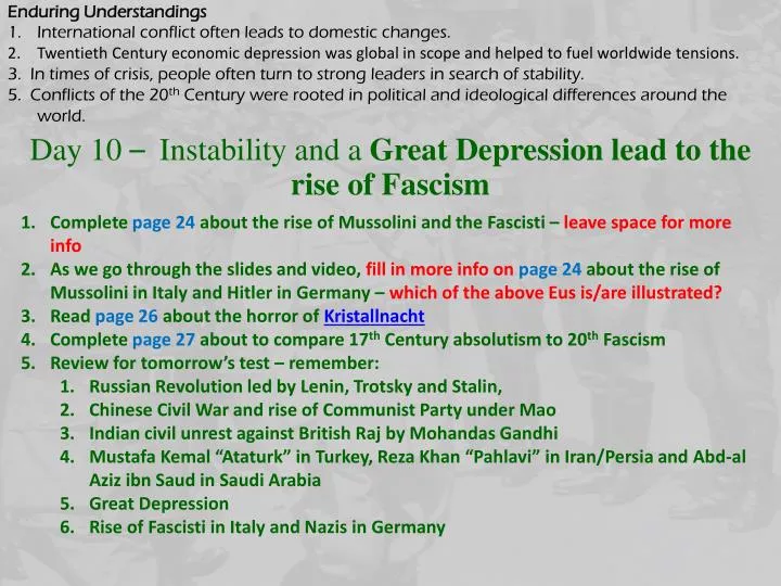 PPT - Day 10 – Instability and a Great Depression lead to the rise of ...