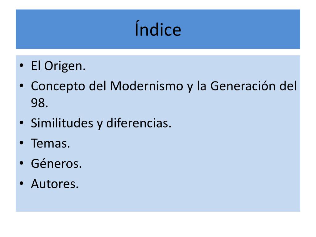 Ppt El Modernismo Y La Generación Del 98 Powerpoint Presentation
