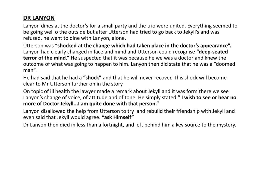 PPT - Remarkable Incident of Doctor Lanyon PowerPoint Presentation ...